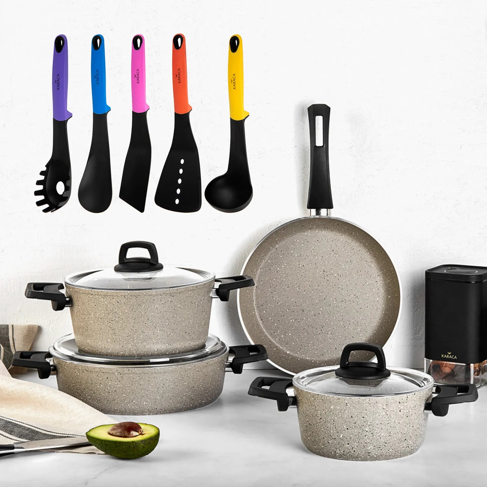 Karaca Biogranite Grey New 7-Piece Cookware Set