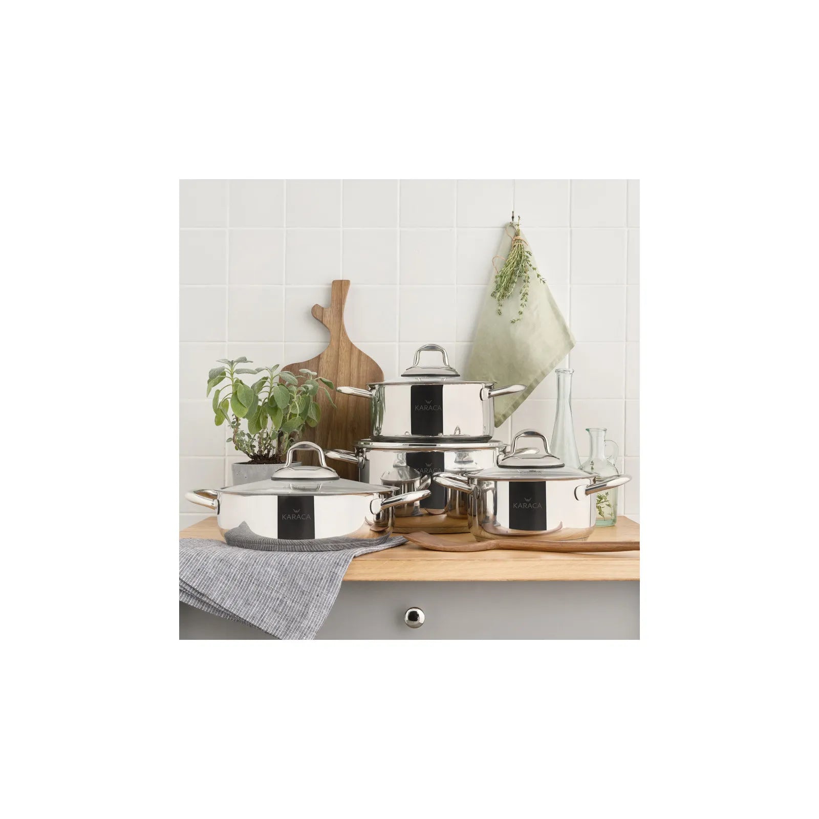 Karaca Granada 8 Piece Steel Pot Set