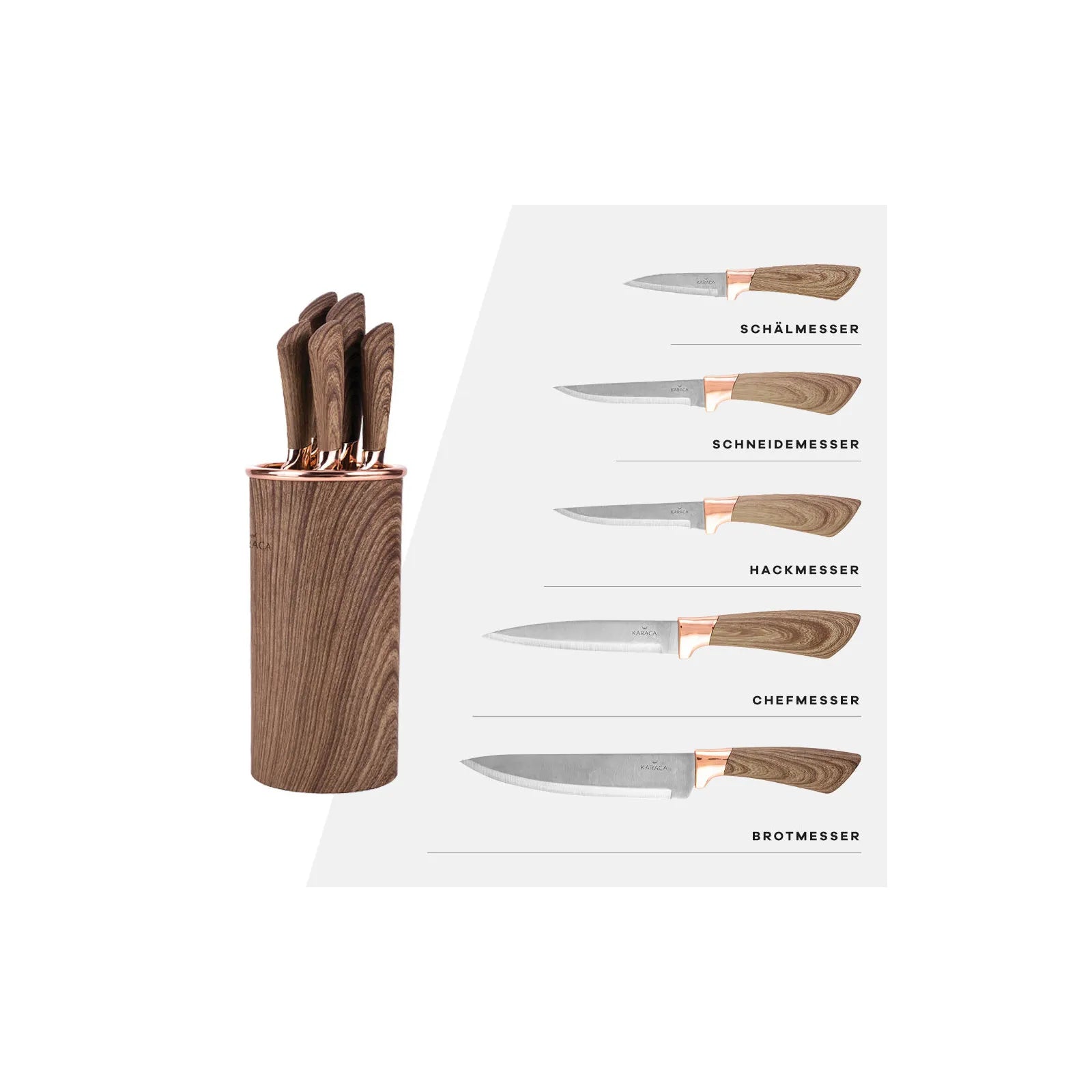 Karaca Wave Brown 6 Piece Knife Set