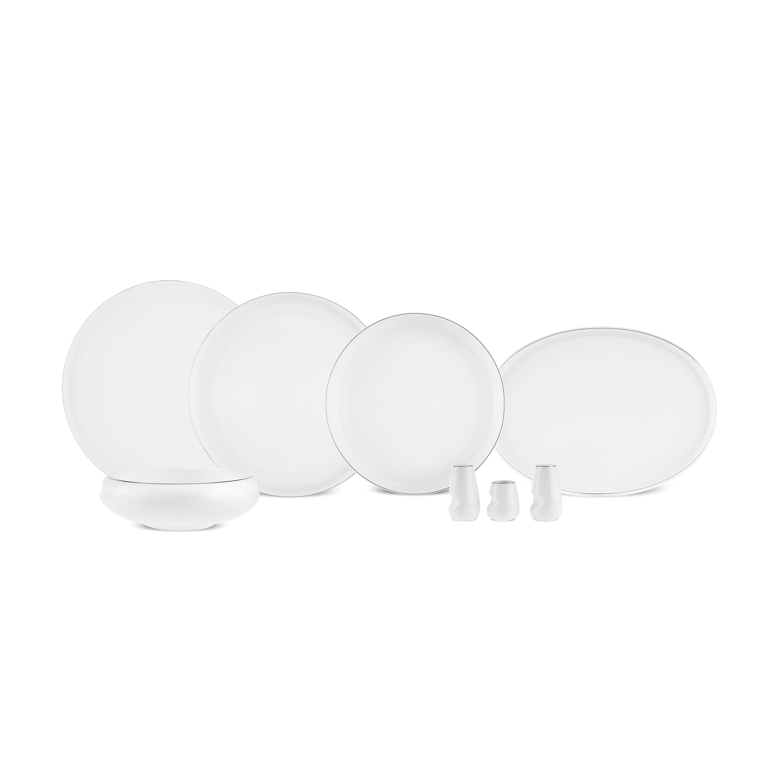 Karaca Stream Bone Sunset Platin, 53-Piece 12-Person Dinner Set