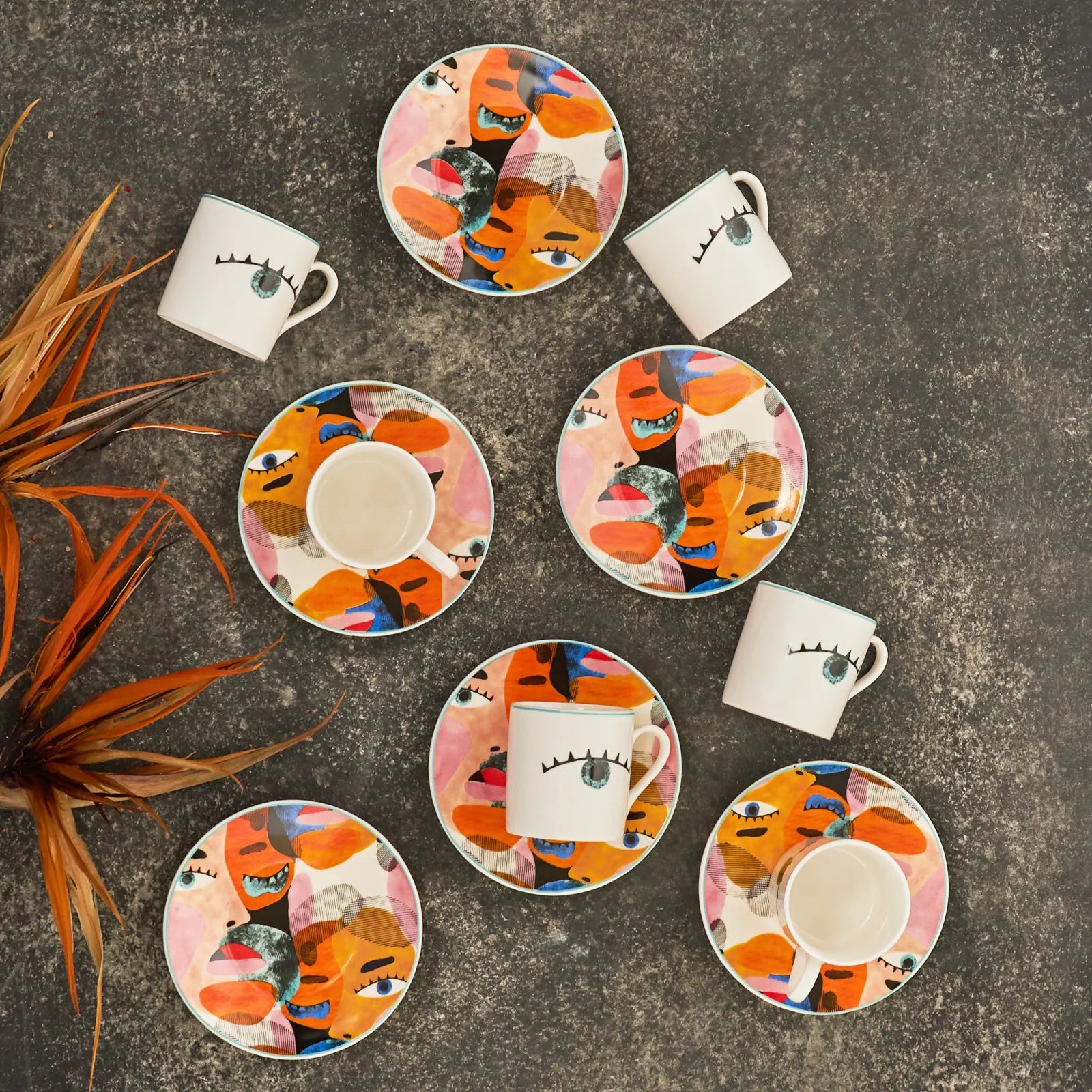 Karaca Face Coffee Cup Set for 6 Person 80 ml