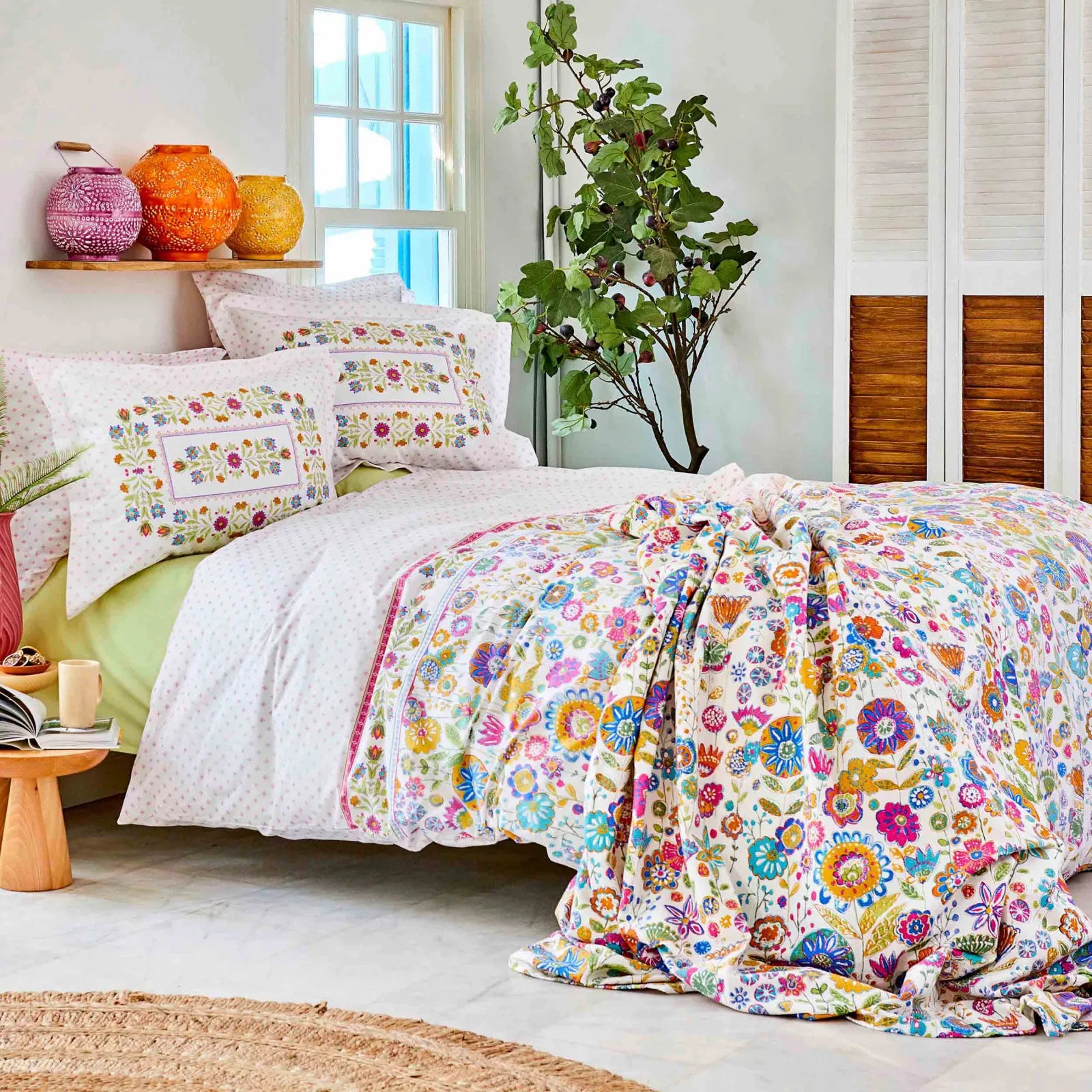 Karaca Home Ludo Pink 100% Cotton Double Duvet Cover Set