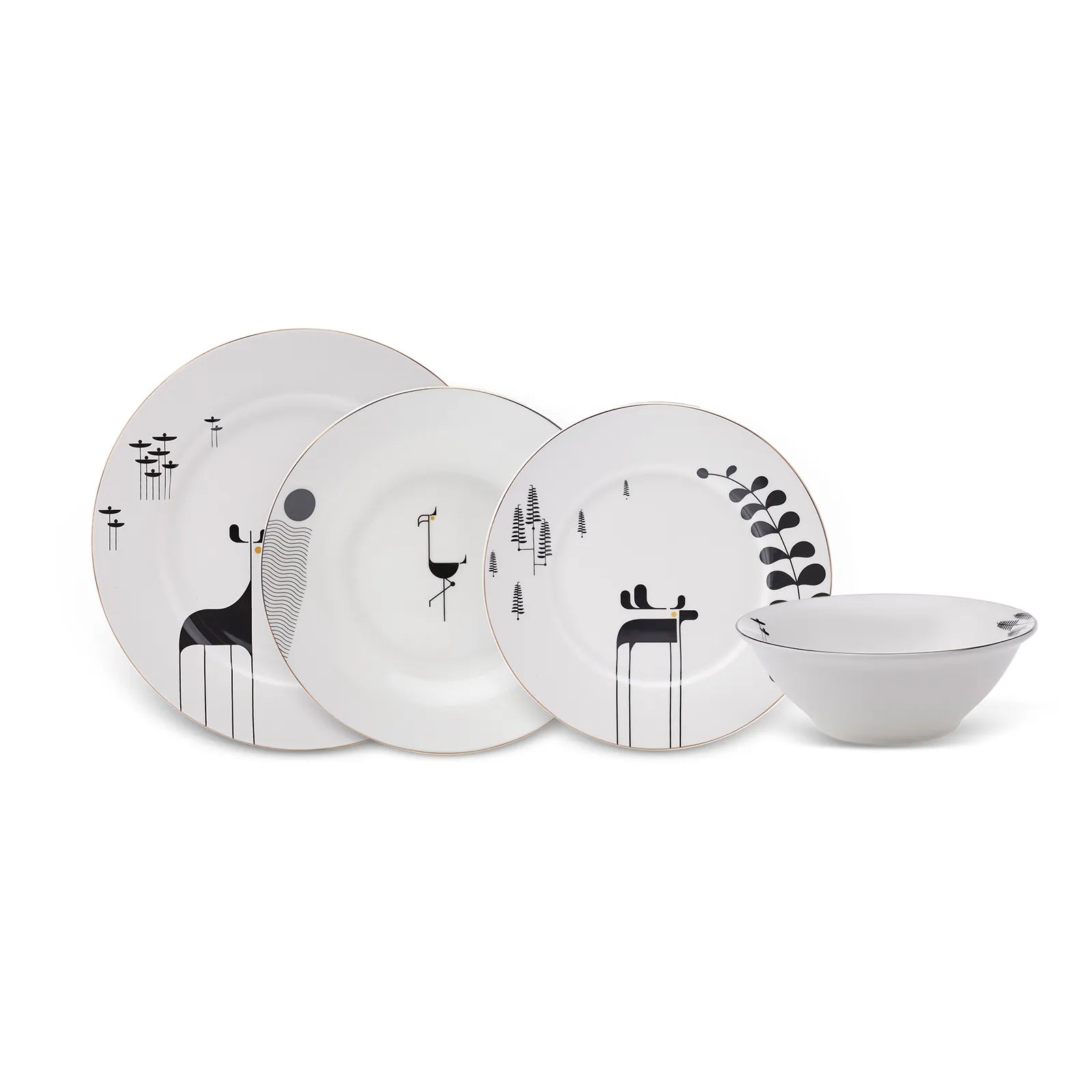 Karaca Fun Forest 24 Piece Porcelain Dinnerware Set for 6 Person