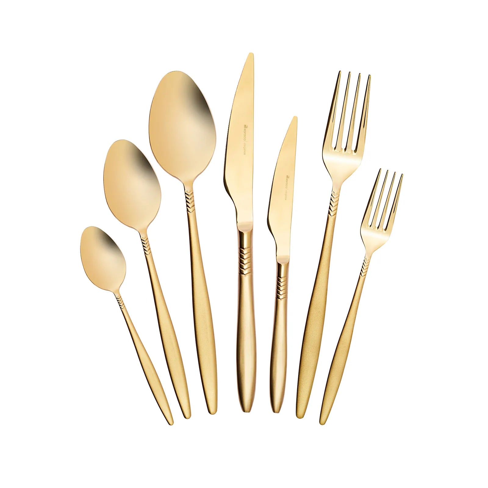 Karaca Laurel Dual Gold 42 Piece Cutlery Set with Box