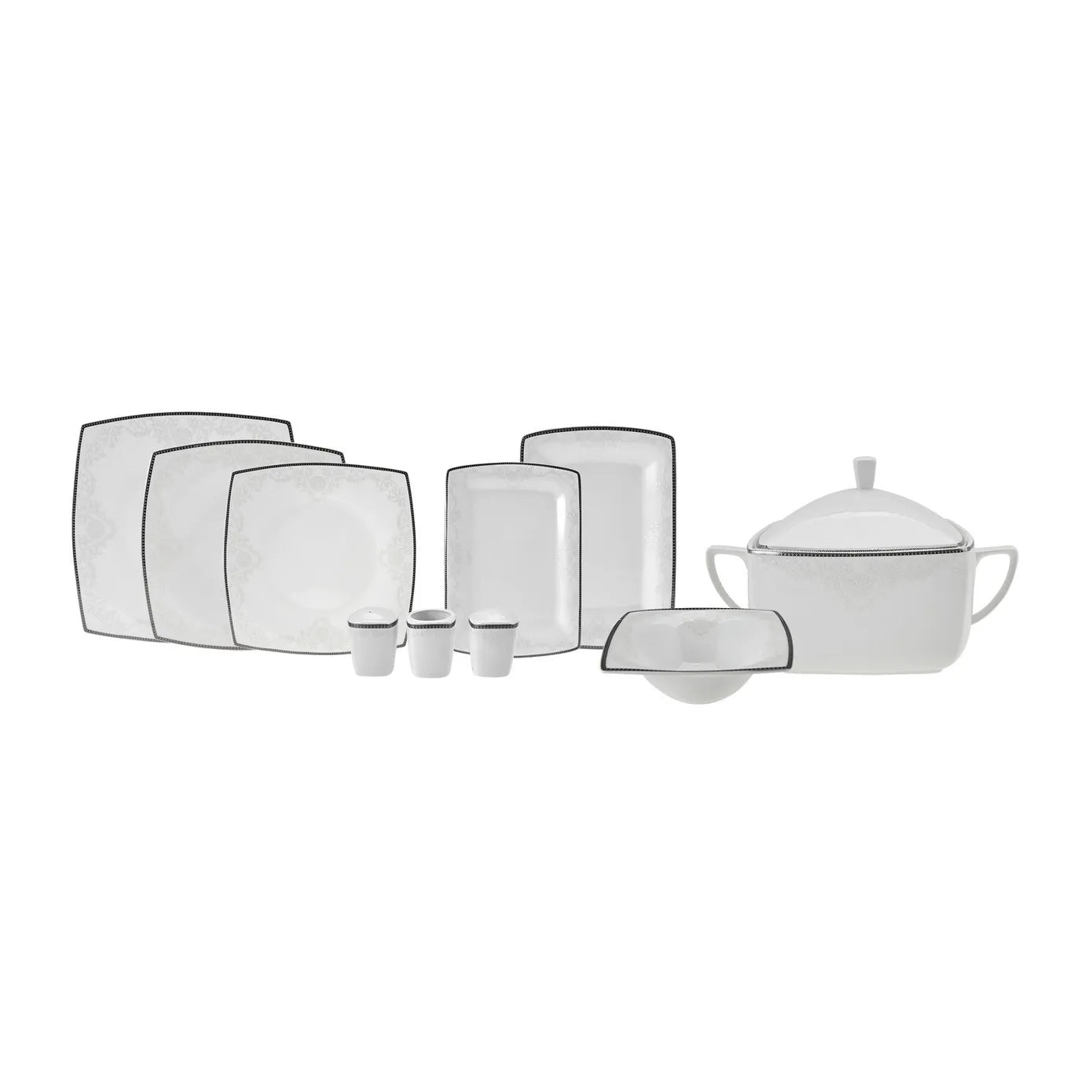 Karaca Fine Pearl Neklus 62 Pieces Pearl Dinnerware Square, Service fo
