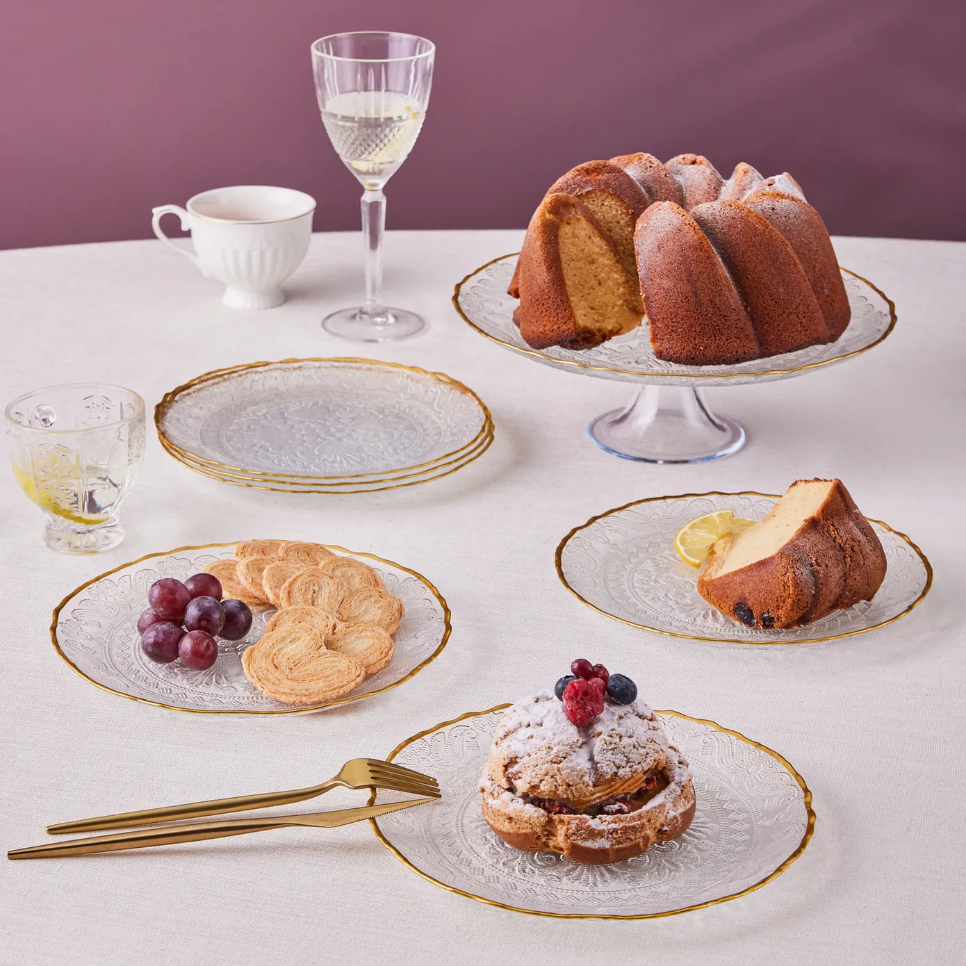 Karaca Dalia Gold Dessert Set for 6 Person, 7 Piece